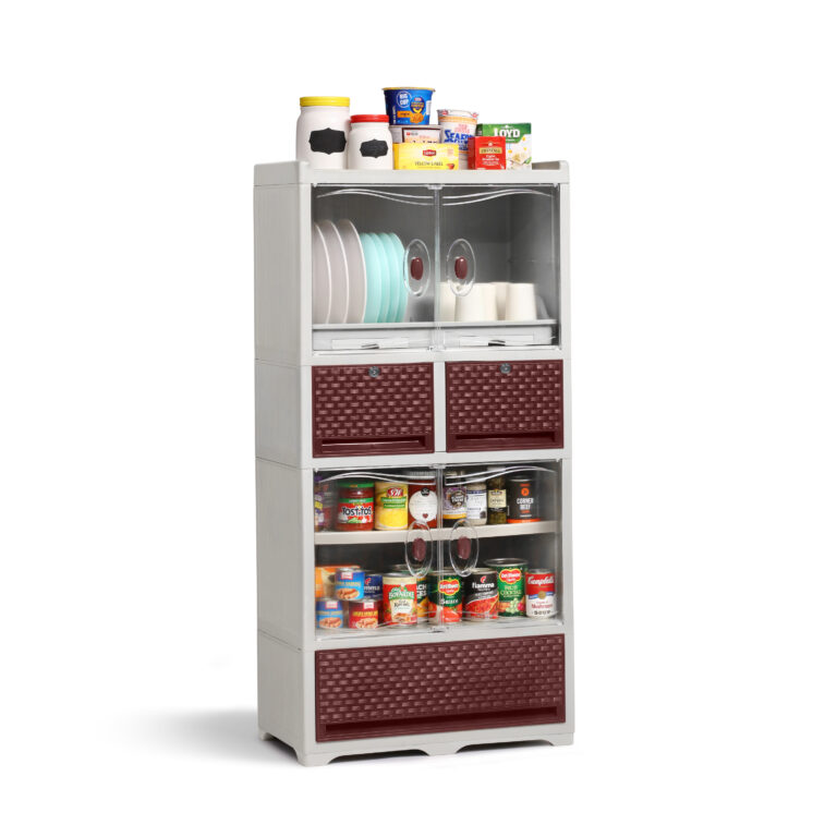 Maple Rattan Dish Cabinet w/ 2 Cabinet | Jolly Plastic